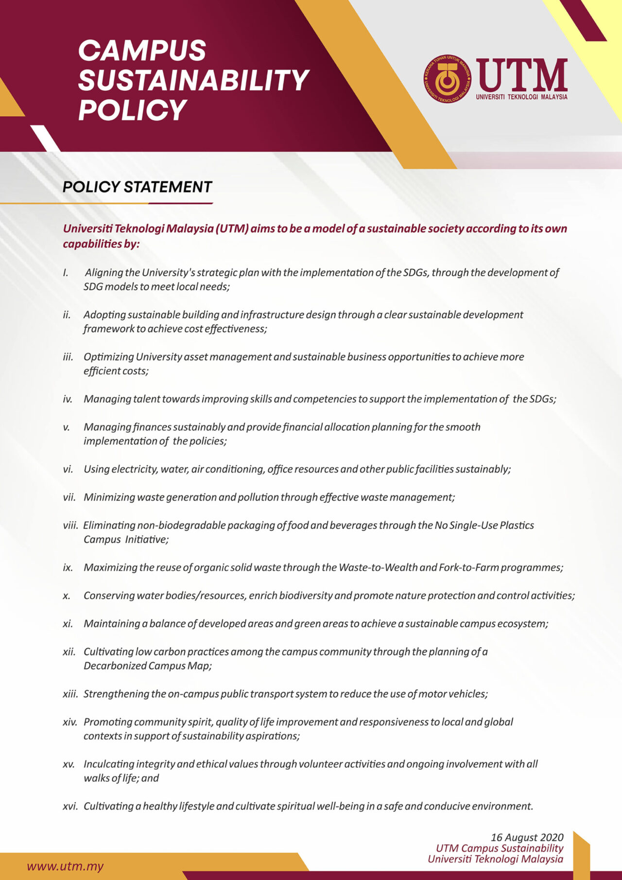 Polisi dan Organisasi Kelestarian | Sustainability DVCDEV@UTMKL