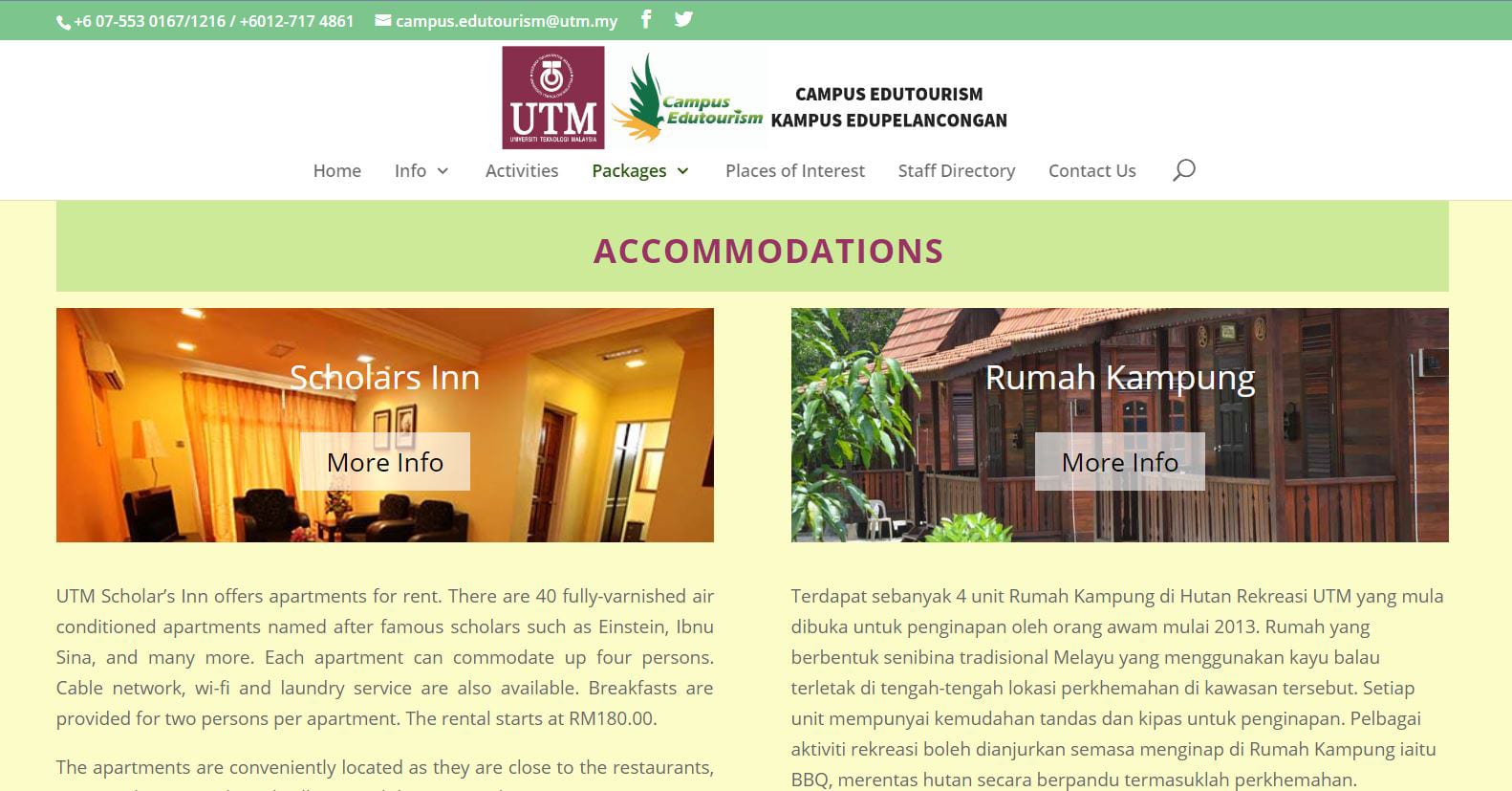Accommodations | UTM Geotourism Official Webpage