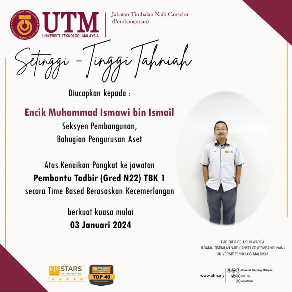 Setinggi-tinggi Tahniah Encik Muhammad Ismawi bin Ismail | Department ...