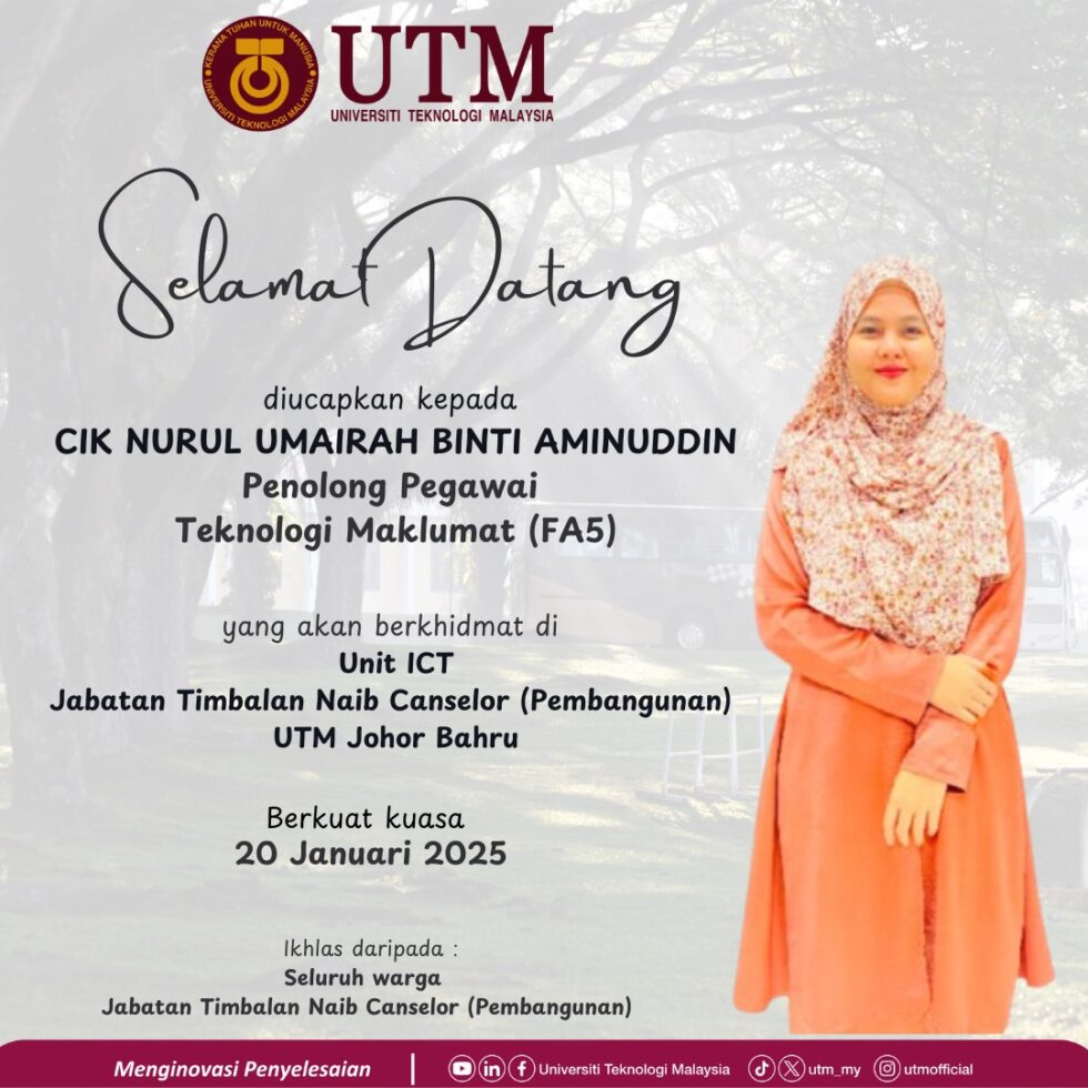 Selamat datang Cik Nurul Umairah binti Aminuddin | Department of Deputy Vice Chancellor ...
